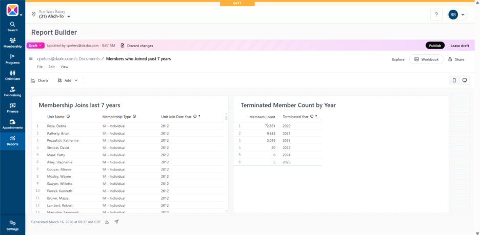 DAXKO OPERATIONS: Report Builder