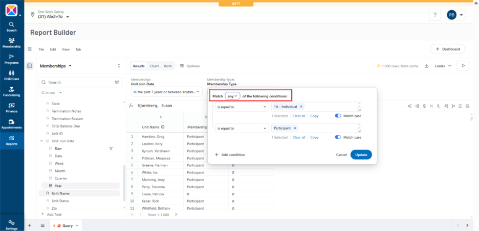 DAXKO OPERATIONS: Report Builder